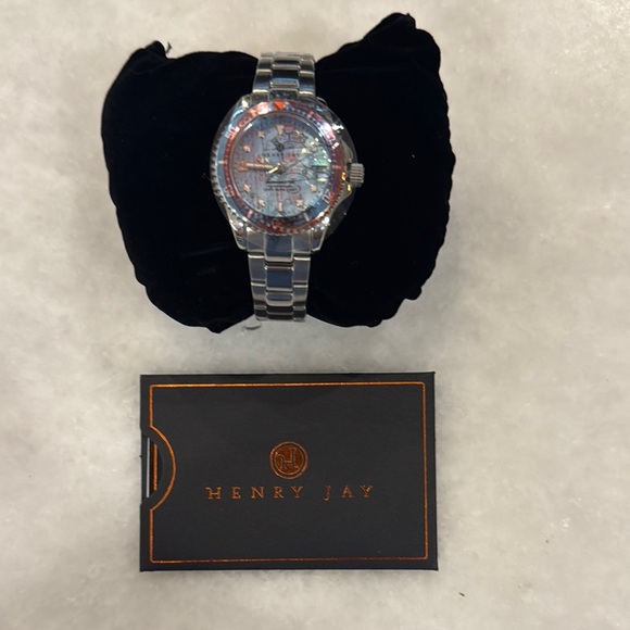 henry jay | Accessories | Silver Sports Watch With Metal Band And Round ...